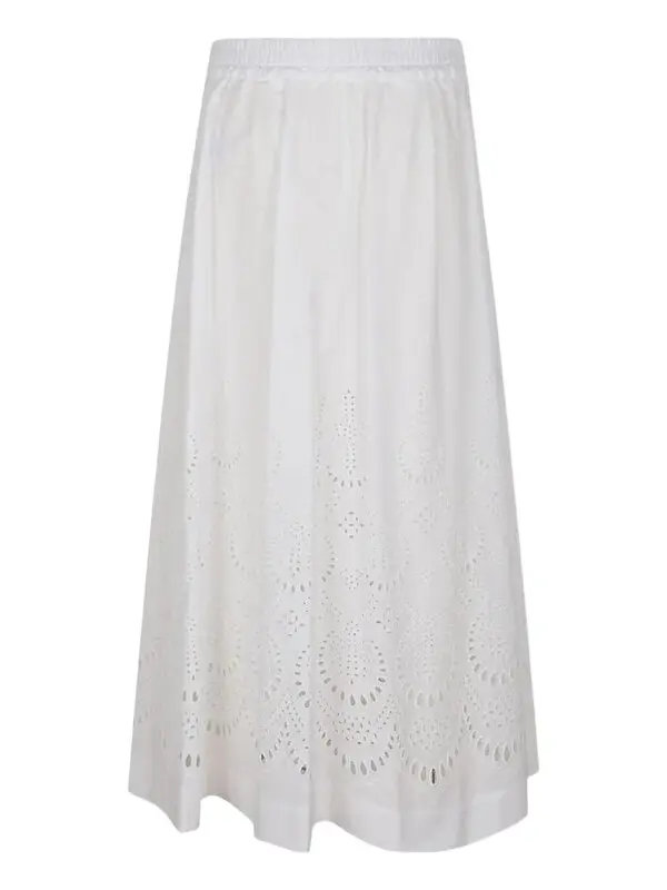 P.a.r.o.s.h Eyelet A-line Midi Skirt - White