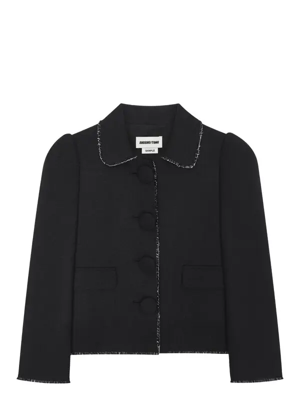 SHUSHU/TONG Embroidered-trim Cropped Jacket - Black