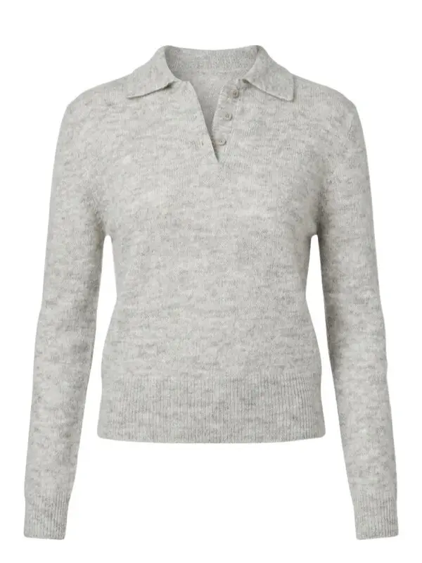 AMOMENTO Lapel Collar Pullover - Grey