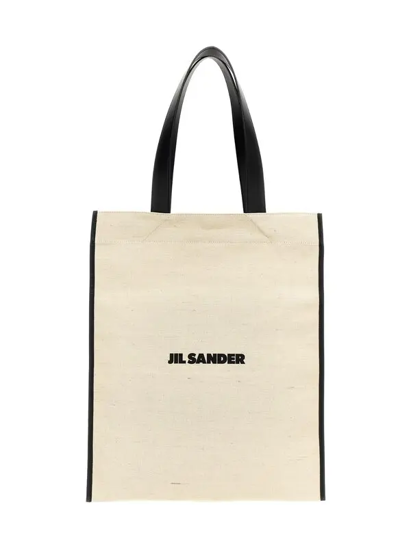 JIL SANDER Medium Shopping Bag With Logo Print - Nude