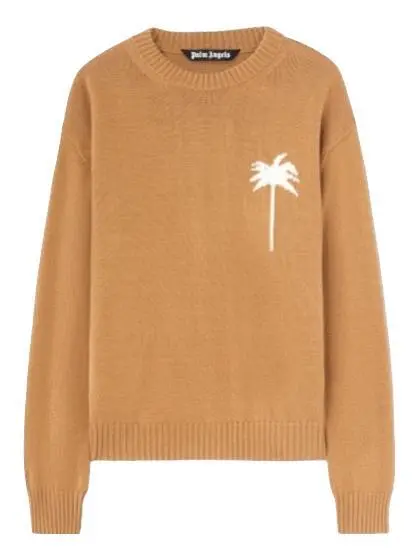 Palm Angels Palm Tree Intarsia Crewneck Knitted Jumper - Brown