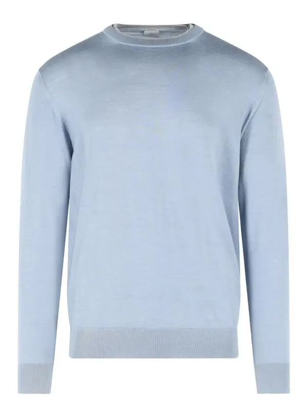 Eleventy Ribbed Crew Neck Knitted Sweater - Blue