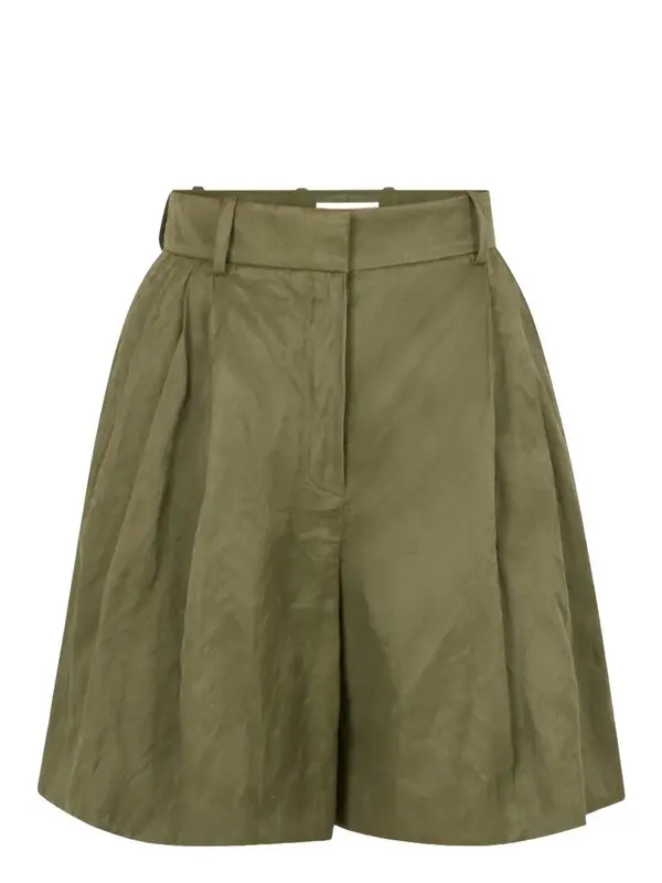 Nina Ricci Wrinkled Cotton Tailored Shorts - Khaki