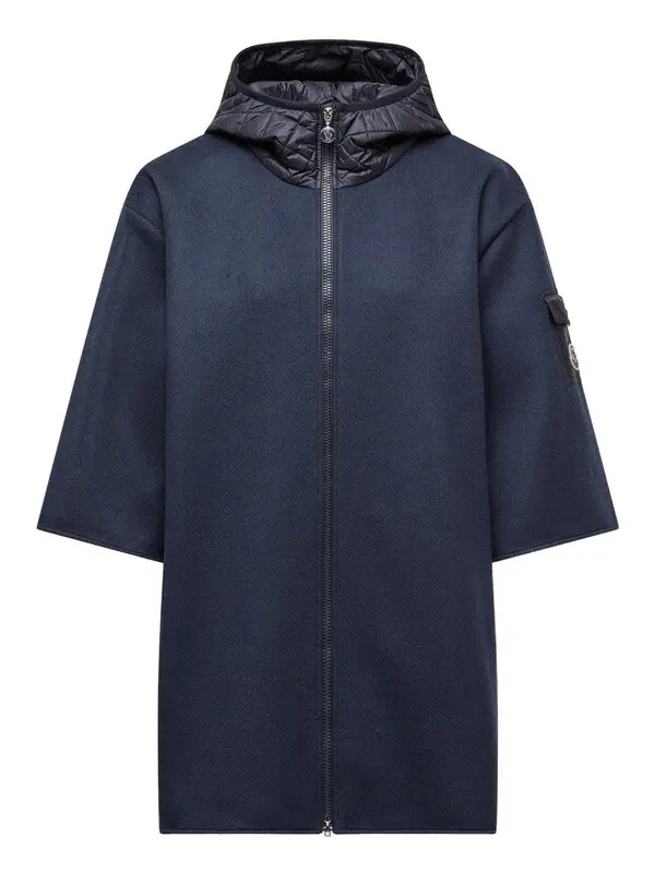 Moncler Poczno Hooded Zip-up Cape - Black
