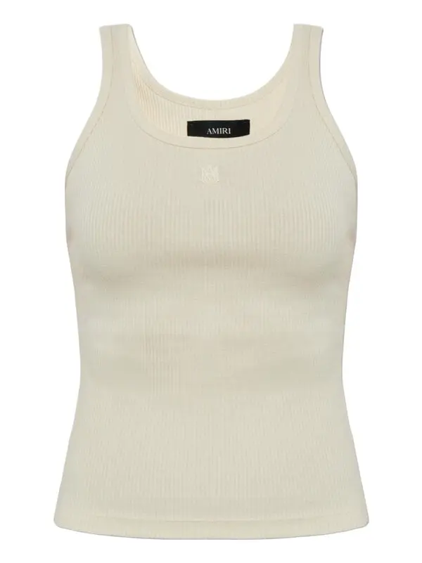 Amiri Ribbed Sleeveless Tank Top - Cream