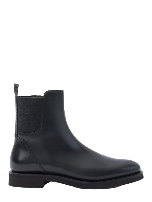 Brunello Cucinelli Leather Chelsea Boots With Embellishment - Black