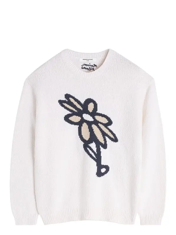Maison Kitsuné Abstract Daisy Intarsia Jumper - White