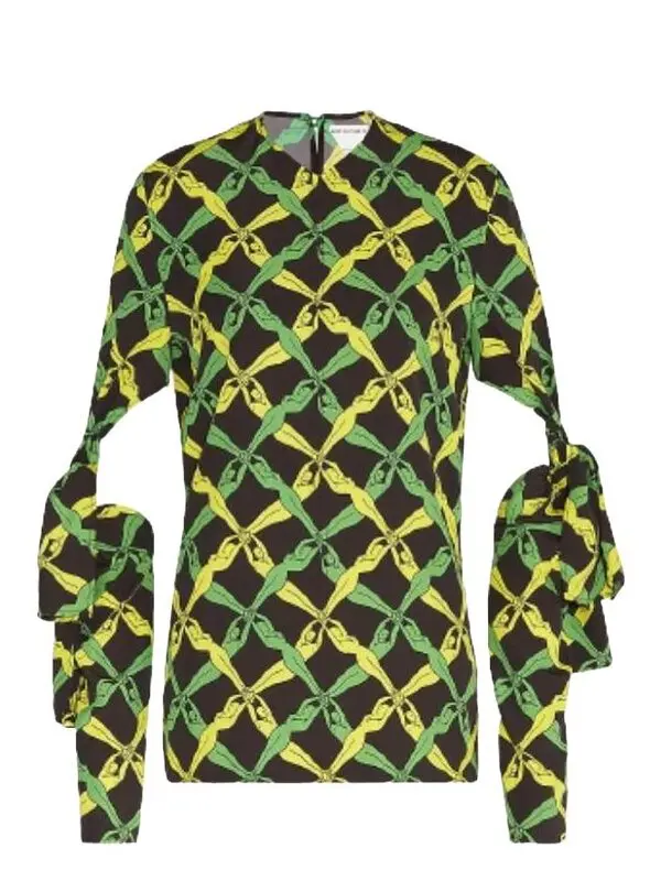 Bottega Veneta Printed Blouse With Knot Details - Black