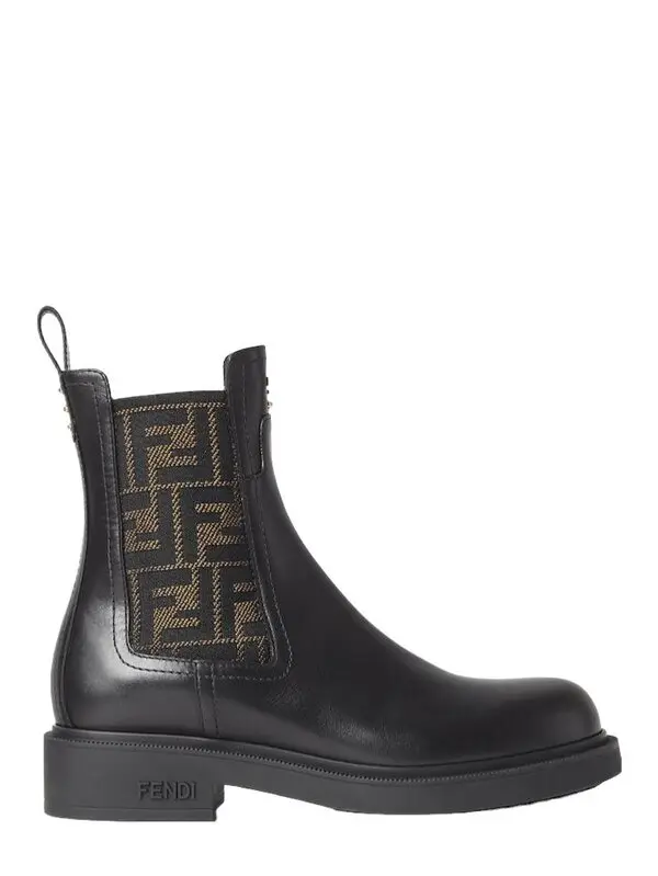 Fendi Ff Jacquard Ankle Boots - Black