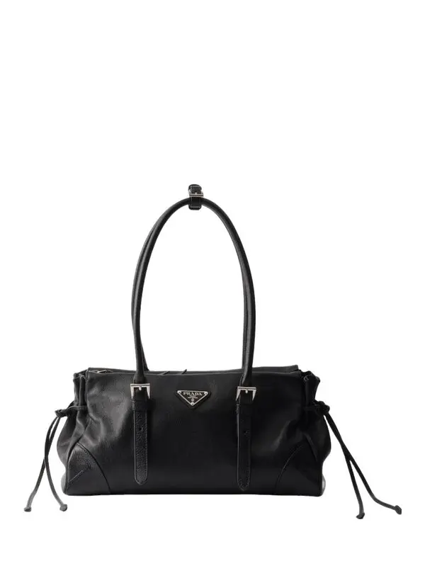 Prada Karin Medium Antiqued Leather Tote Bag - Black