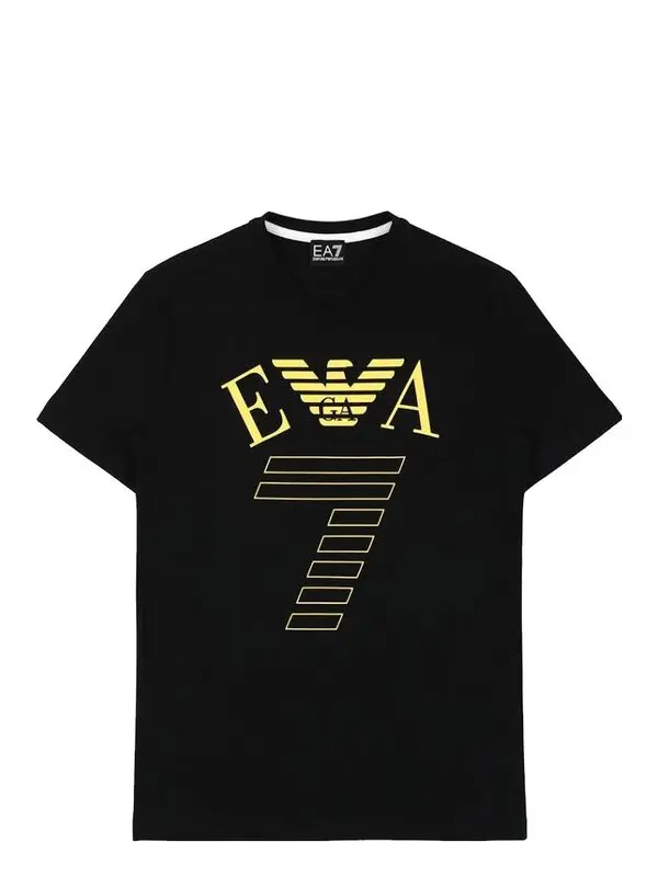 EA7 Logo T-shirt With Round Neck - Black
