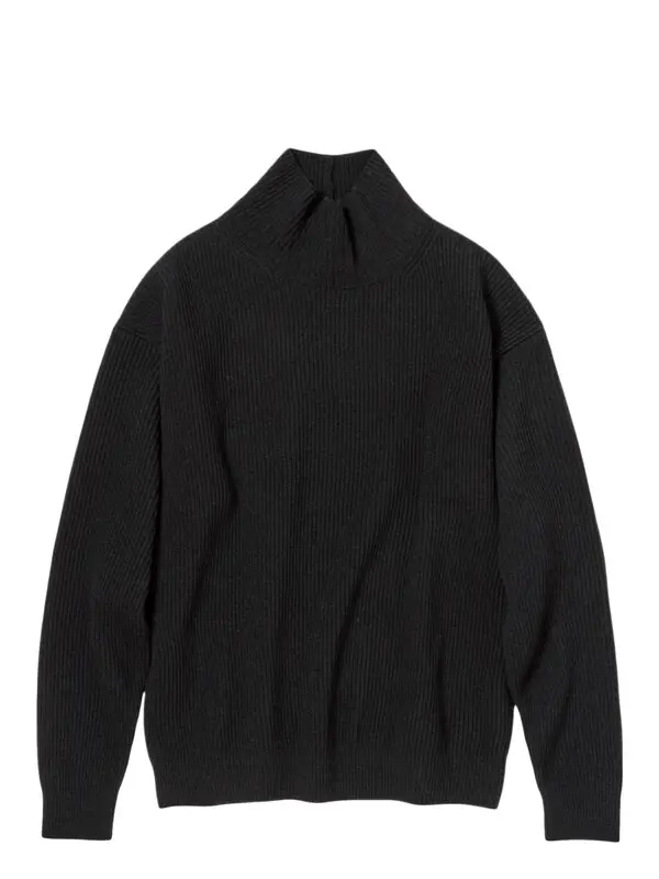 Auralee Ribbed Long Sleeve Sweater - Black