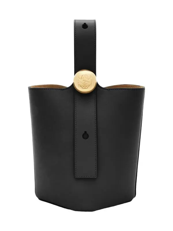 Loewe Mini Pebble Bucket Bag In Mellow Calfskin - Black