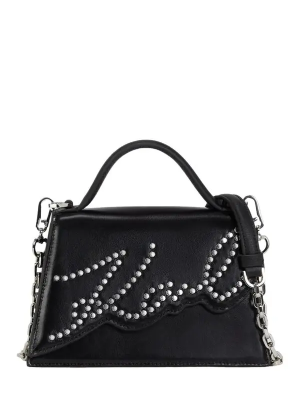 Karl Lagerfeld Signature Studded Cross Body Bag - Black