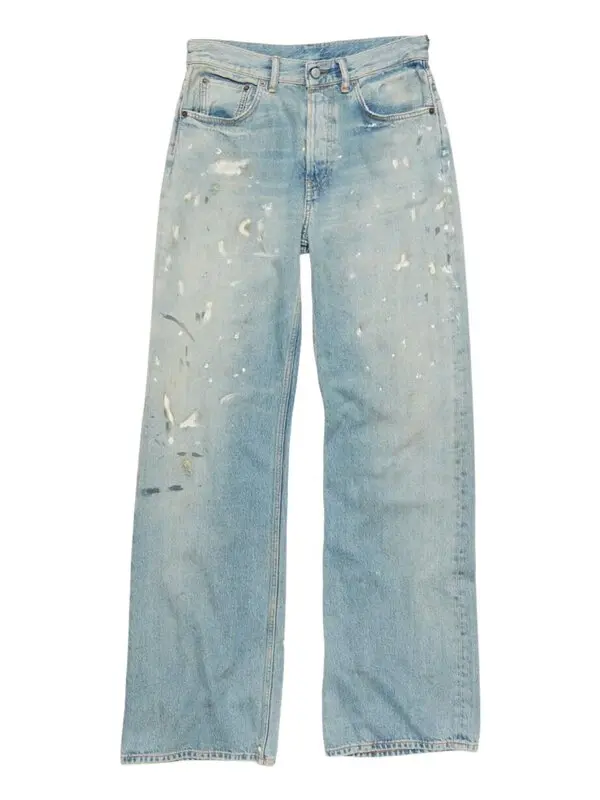 Acne Studios Wide-leg Distressed Jeans - Light Blue
