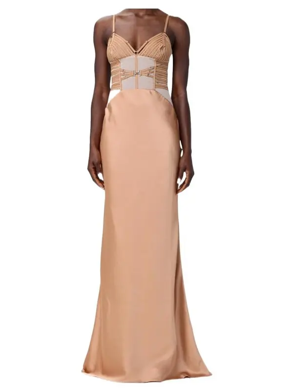 Elisabetta Franchi Corset-style Strappy Maxi Dress - Nude