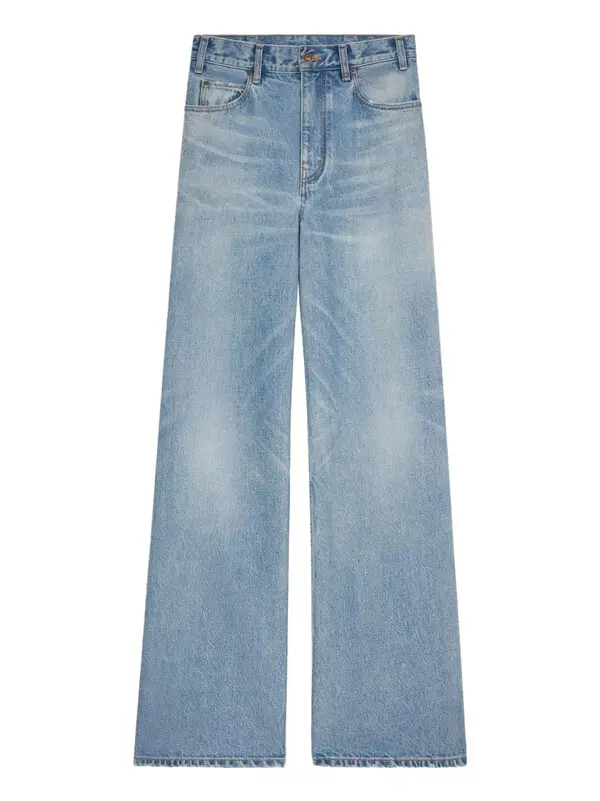 Celine Flared Surf Jeans In Wash Denim - Steel Blue