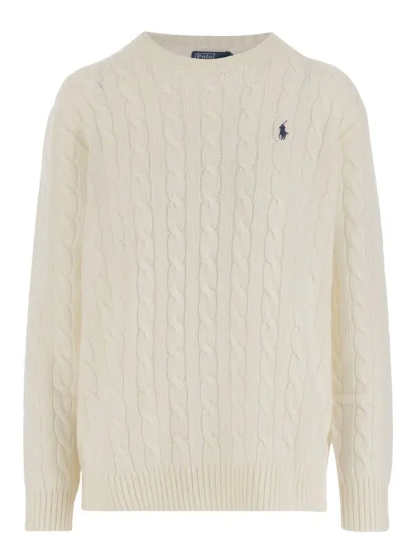Polo Ralph Lauren Logo Embroidered Crewneck Jumper - White
