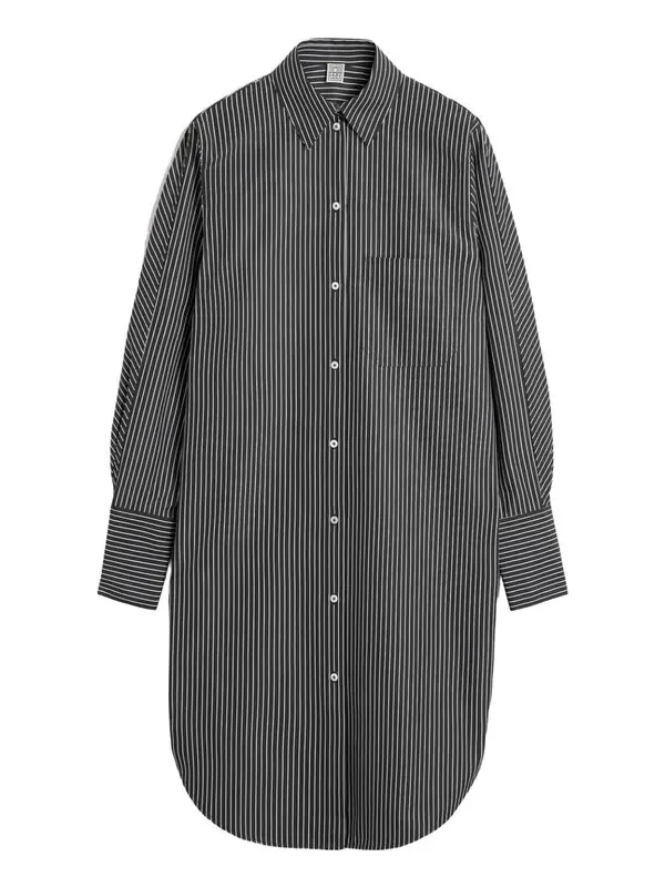 TOTEME Striped Shirt Dress - Black