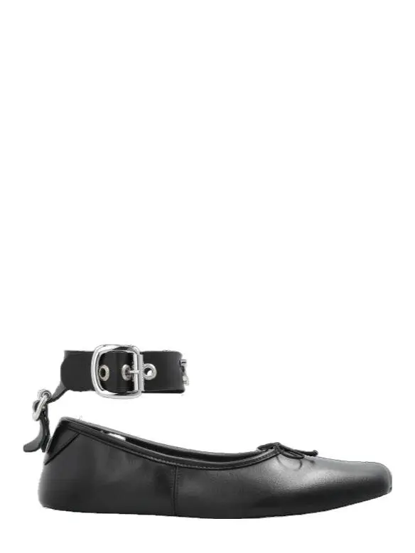 VIVIENNE WESTWOOD Bardot Ballerina Flats With Buckled Ankle Strap - Black