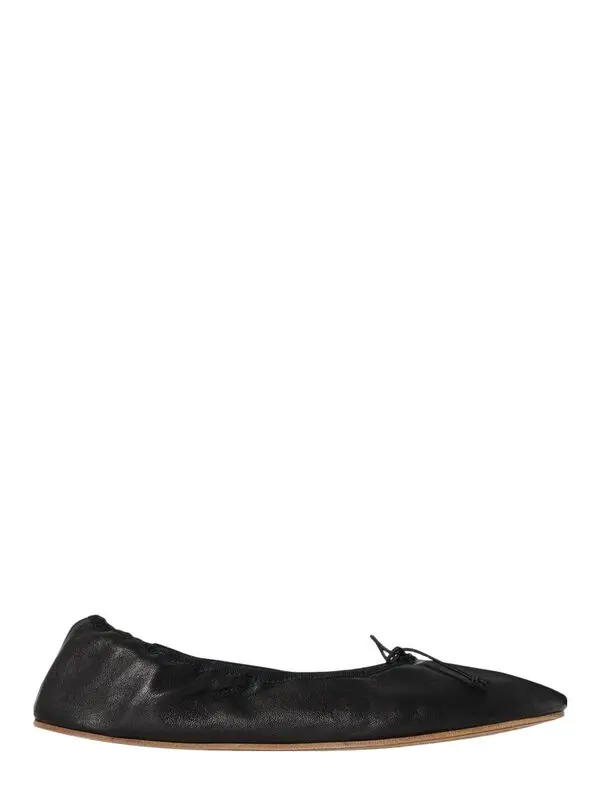 THE ROW Gathered Leather Ballet Flats - Black
