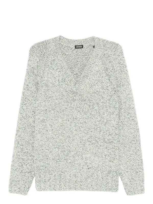 Zegna Speckled V-neck Sweater - White