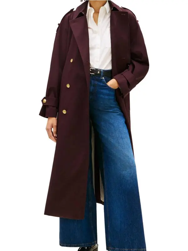 Tommy Hilfiger Long-sleeved Trench Coat - Black