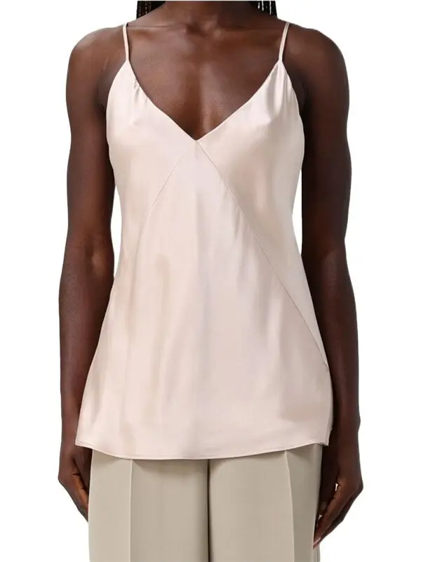 Max Mara Sleeveless V-neck Satin Top - Nude