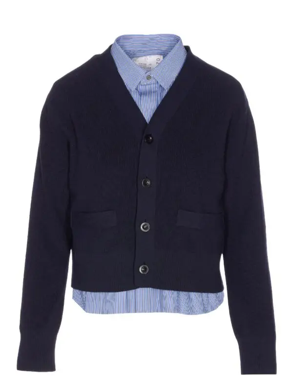 Sacai Layered Shirt Panel Cardigan - Black