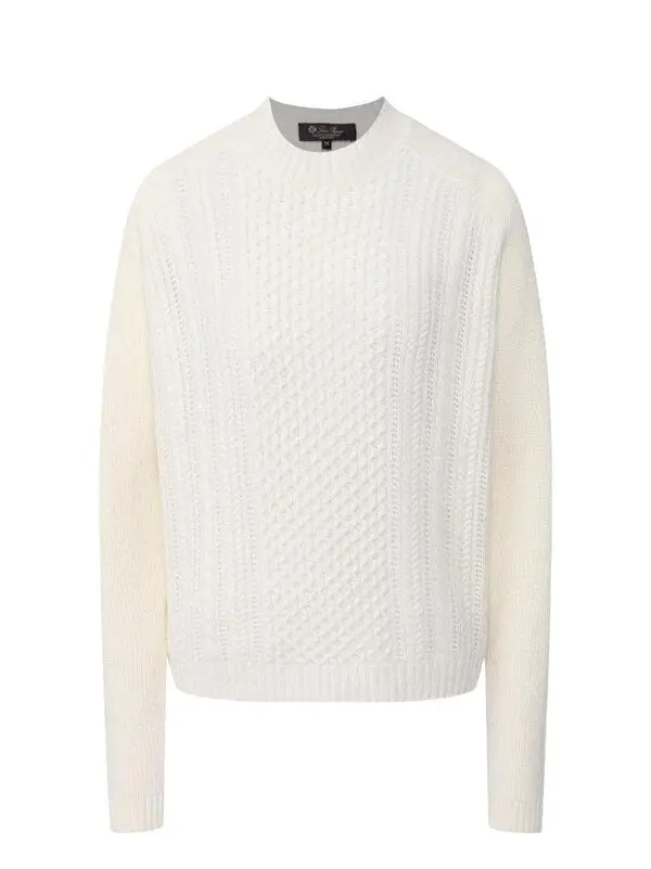 Loro Piana Knitted Pattern Pullover - White