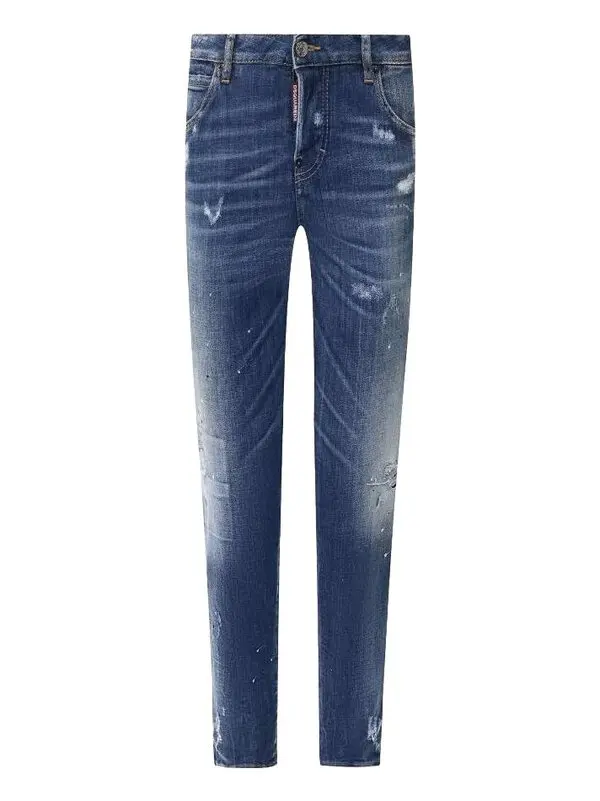 Dsquared2 Distressed Logo Detail Jeans - Blue
