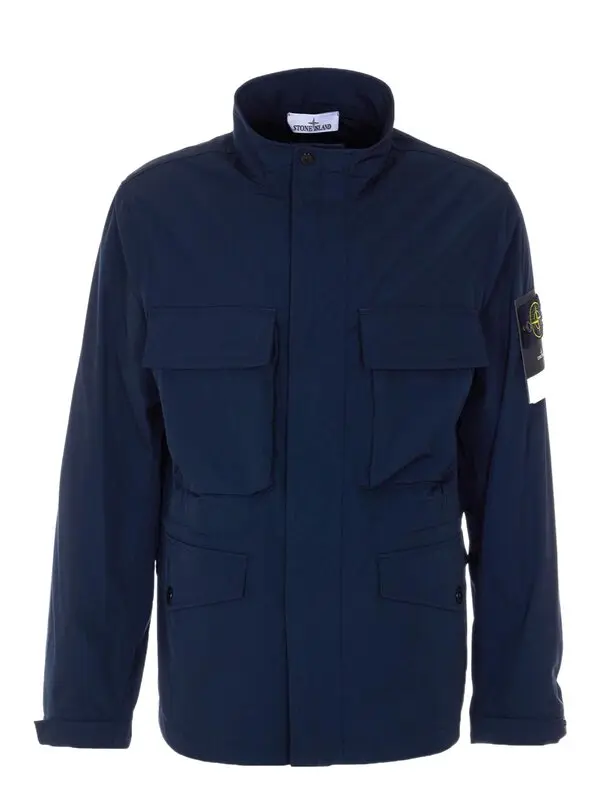 Stone Island Logo Patch Pocket Detail Jacket - Blue
