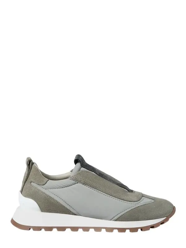 Brunello Cucinelli Monili Detailed Slip-on Sneakers - Gray