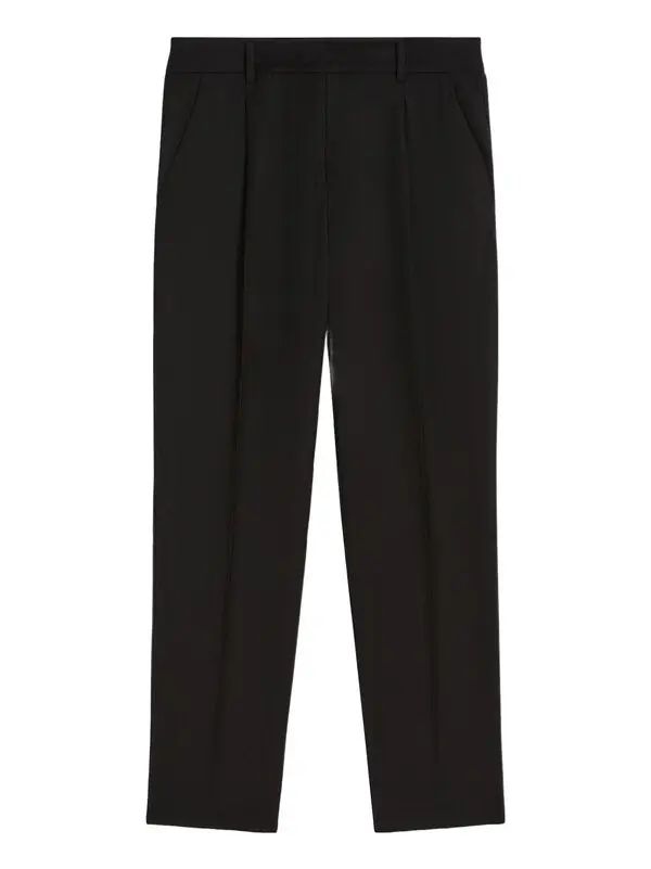 Max Mara Wool Flannel Skinny Pants - Black