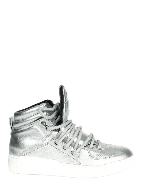 Dolce & Gabbana Silver Logo Lacing High Top Sneakers - Gray