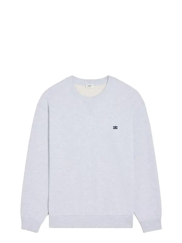 Celine Loose Sweatshirt In Cotton Fleece - Gray/navy Blue