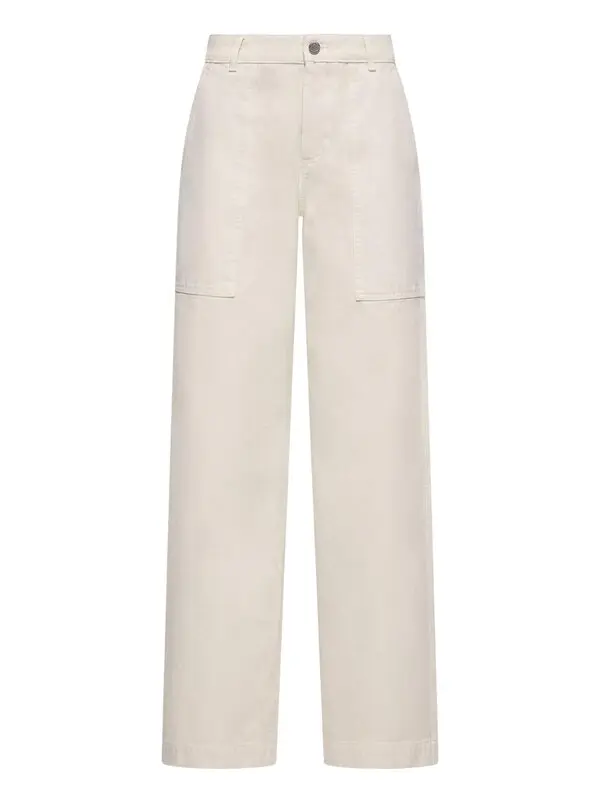 Moncler Straight-leg Cotton Canvas Trousers With Logo Detail - Light Beige