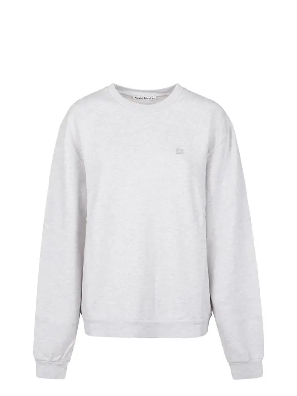 Acne Studios Fleece Crewneck Sweatshirt With Embroidered Face Logo - Grey