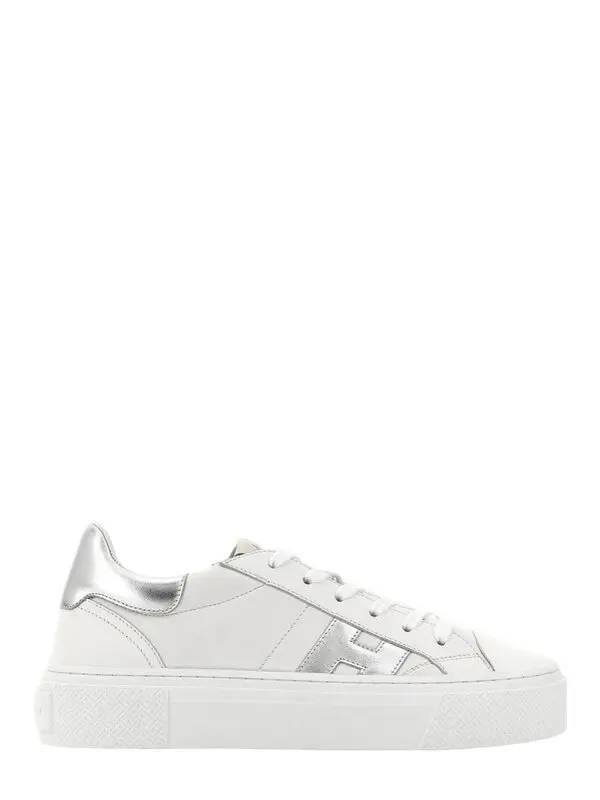 Hogan Leather Platform Sneakers With Silver-tone Detailing - White