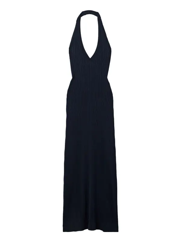 NILI LOTAN Ivenka Ribbed Backless Halter Neck Dress - Black