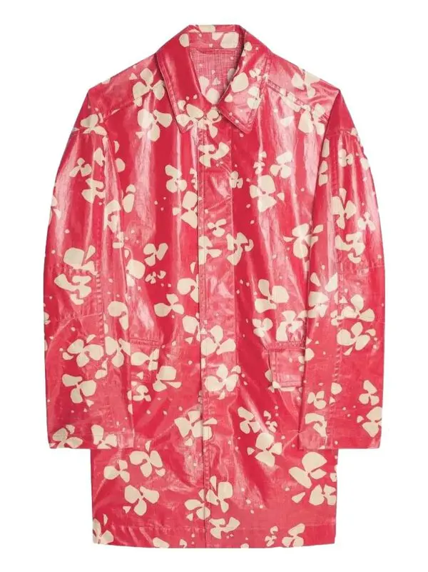 Dries Van Noten Printed Coated Coat - Red