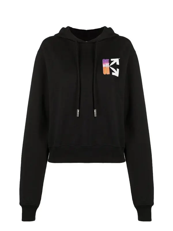 Off-White Cropped Gradient Arrows Hoodie - Black