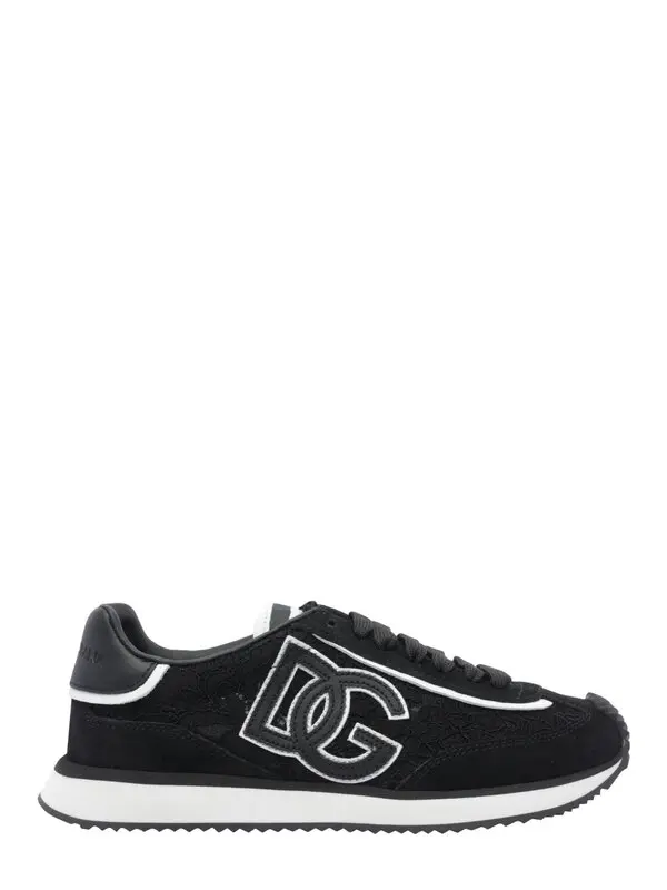 Dolce & Gabbana Logo Patch Lace-up Sneakers - Black