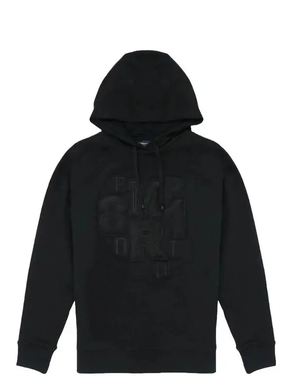 Emporio Armani Embroidered Logo Hoodie - Black