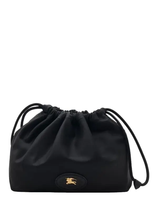 Burberry Logo Plaque Drawstring Pouch - Black