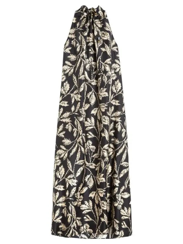 Max Mara Beaded Floral Maxi Dress - Black
