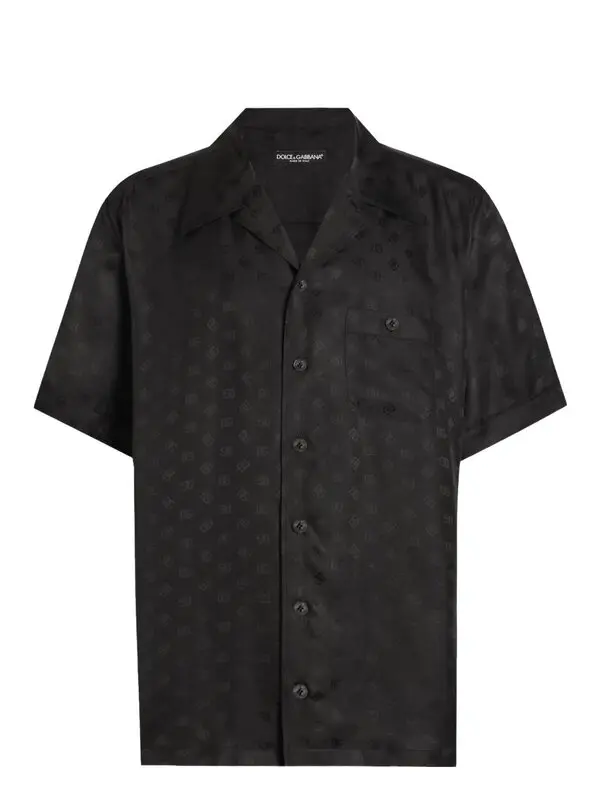 Dolce & Gabbana Dolce Gabbana Monogram Jacquard Short-sleeved Shirt - Black