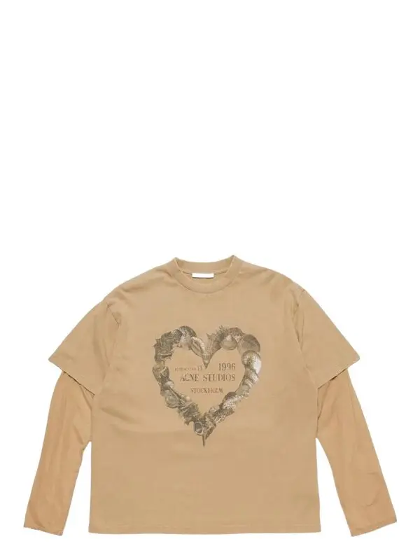 Acne Studios Layered Long Sleeve T-shirt With Graphic Print - Nude