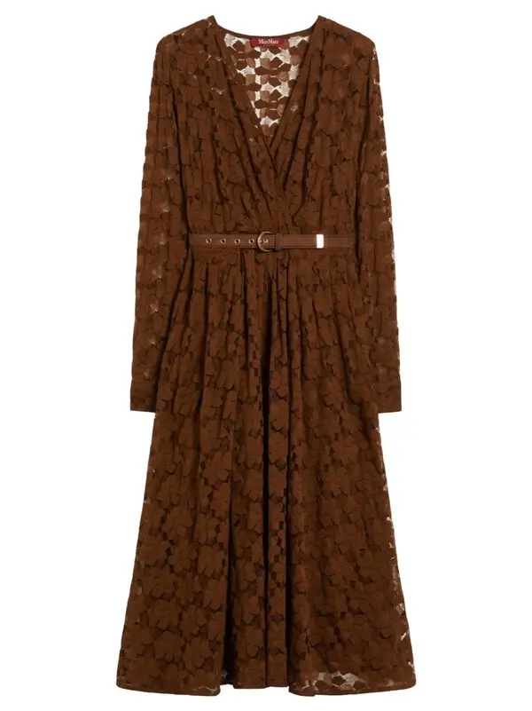 Max Mara Lace Midi Dress - Chocolate-colored