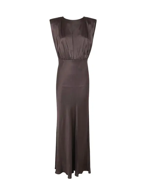 SEMICOUTURE Padded Shoulders Dress - Brown